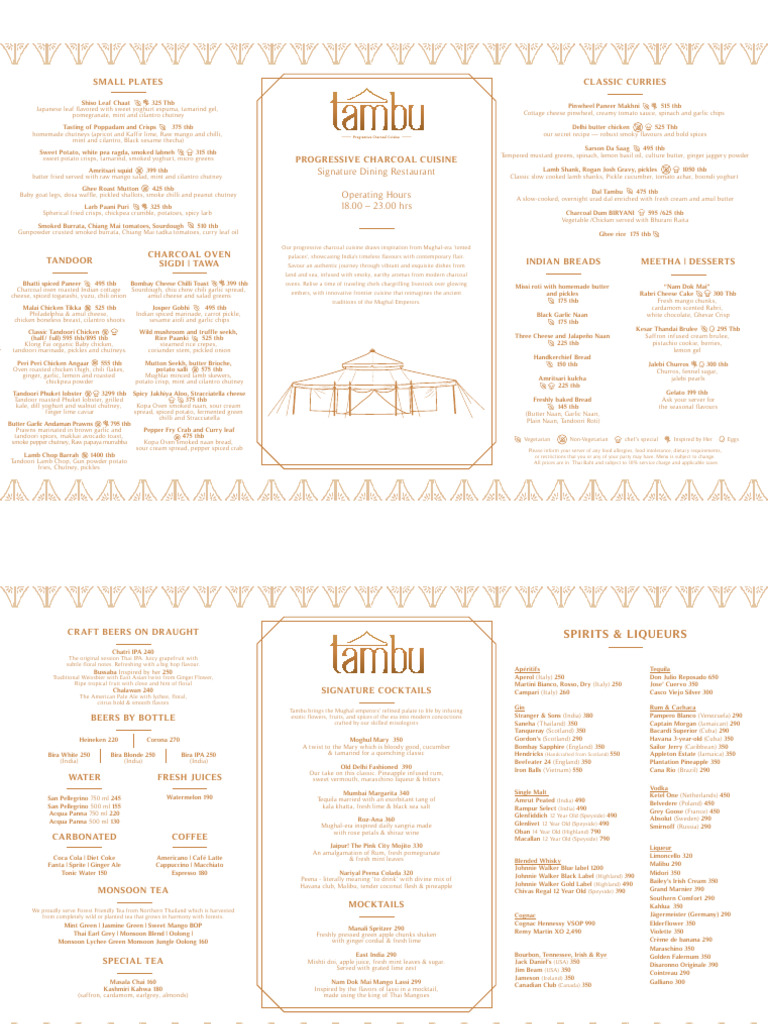 Tambu Restaurant Menu Overview | PDF | Chutney | Foods