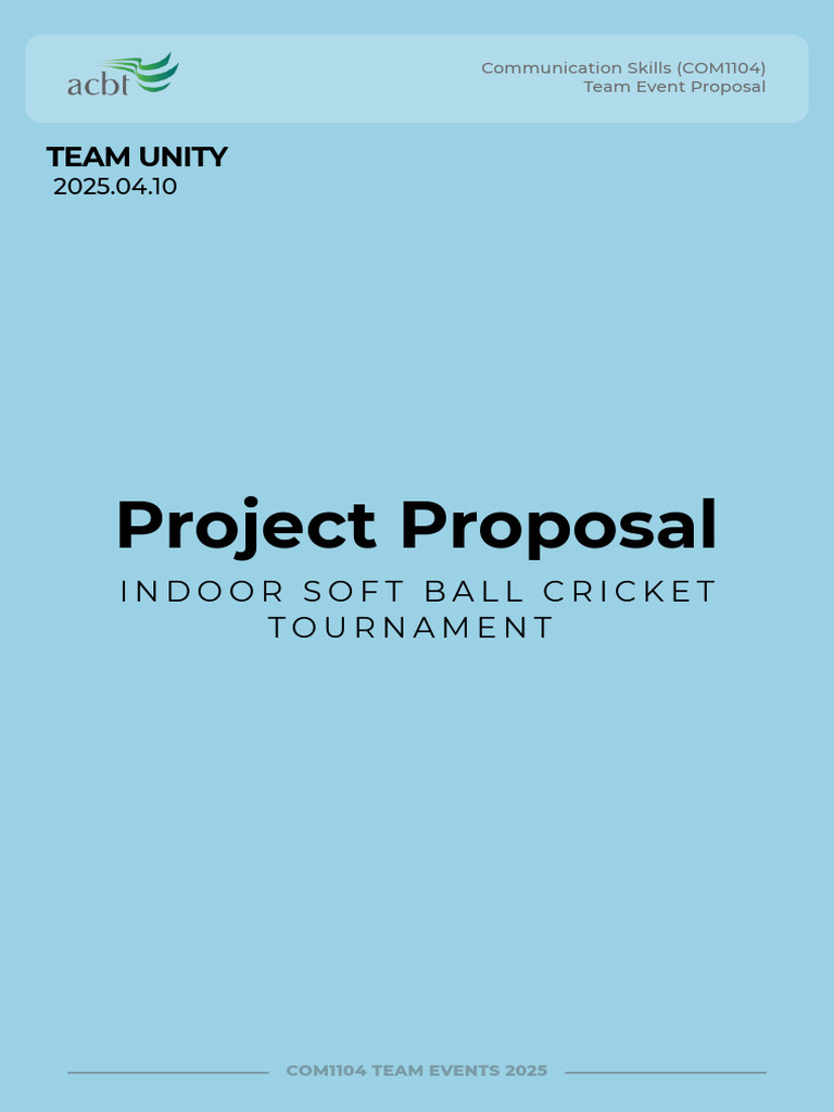 Indoor Cricket Tournament Proposal 2025 | PDF | Cricket