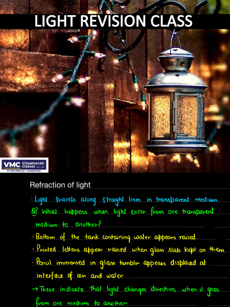 Light Refraction Live Revision Class - 2 Teacher Notes | PDF ...
