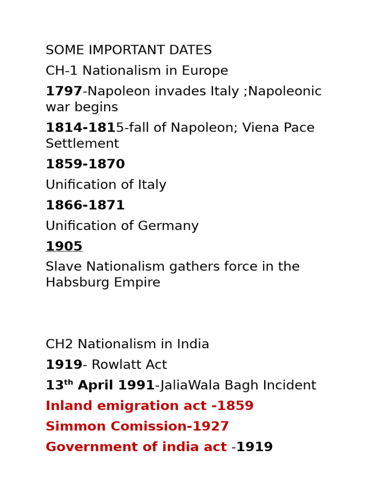 Key Historical Dates Overview | PDF