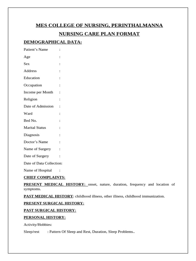 Nursing Care Plan Format | PDF | Heart | Labia
