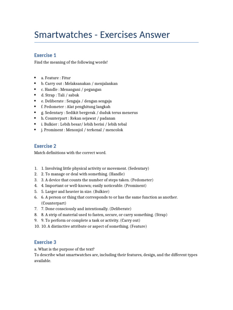 Smartwatch Features and Functions Explained | PDF | Smartwatch ...