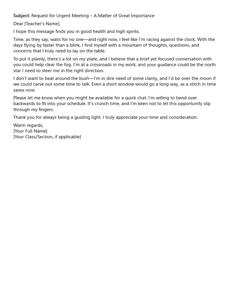 Urgent Meeting Request for Guidance | PDF