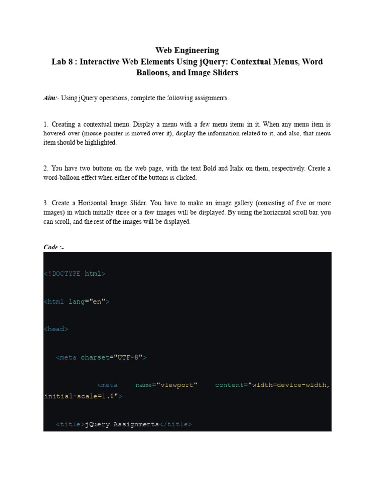 Ui22cs59lab8 We | PDF | Menu (Computing) | J Query