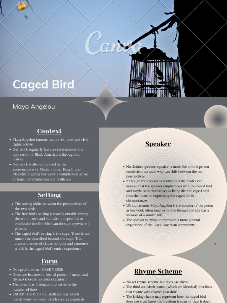 Presentation - Caged Bird by Maya Angelou | PDF | Rhyme | Metre (Poetry)