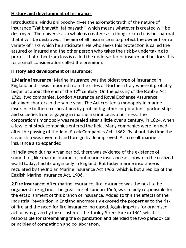 History and Development of Insurance | PDF | Insurance | Corporations