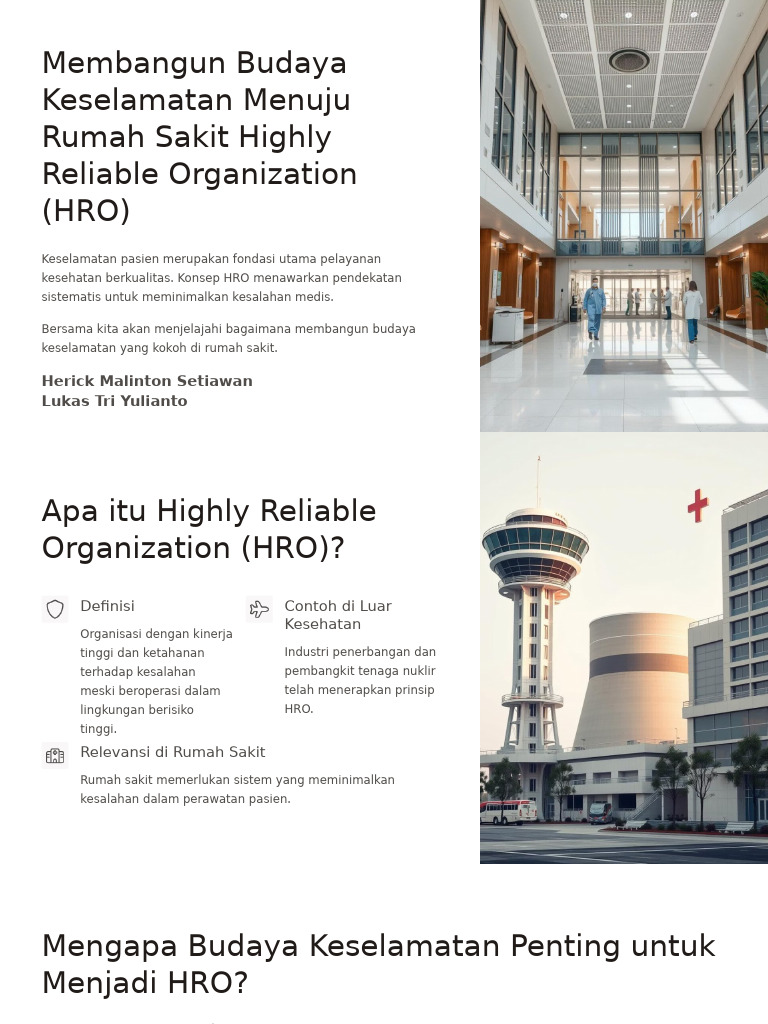 Membangun Budaya Keselamatan Menuju Rumah Sakit Highly Reliable Organization HRO | PDF