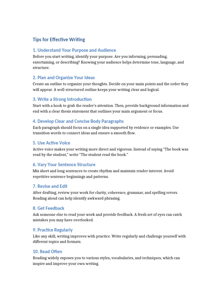 Tips For Effective Writing | PDF