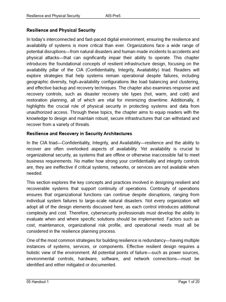 05 Resilience and Physical Security (1) | PDF | Backup | Computer Data Storage