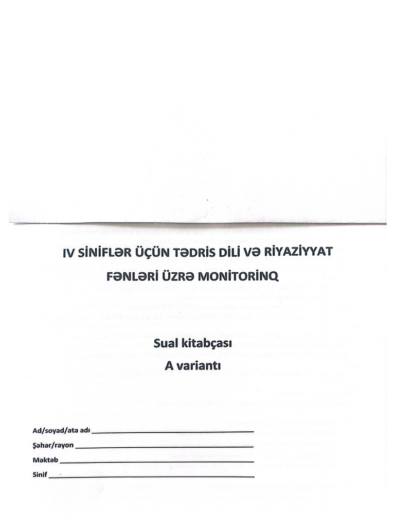 4cü Sinif Monitorinq | PDF