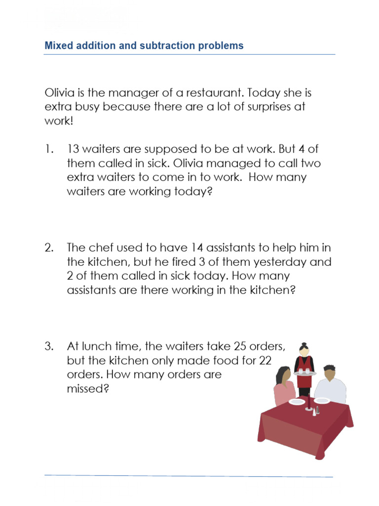 Grade 1 Addition Subtraction Word Problems 50 C | PDF