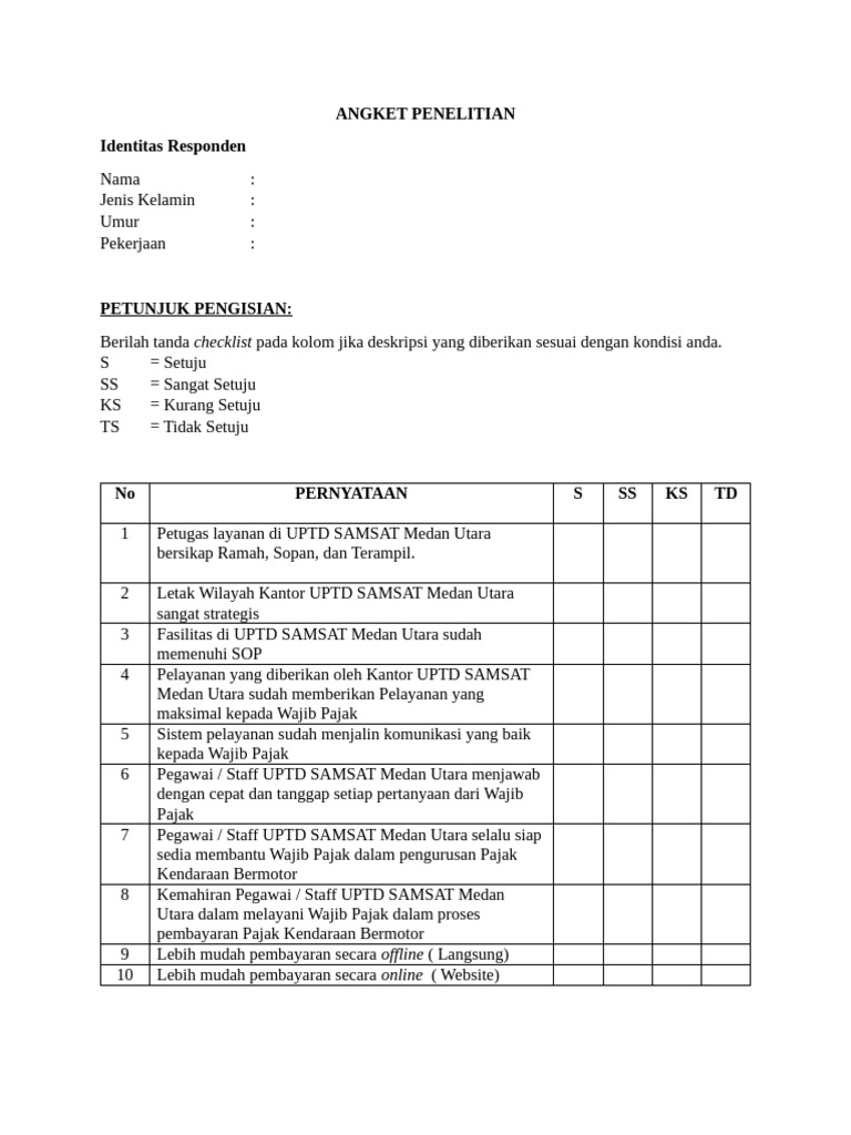 Angket Penelitian | PDF