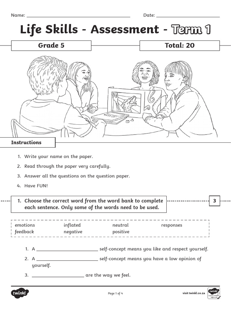 Grade 5 Life Skills Assessment Term 1 | PDF | Self Concept | Cognition