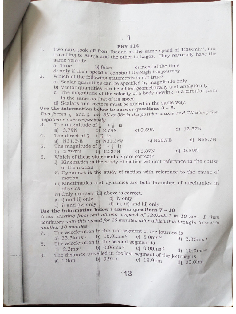 PHY 102 - Practice Questions | PDF