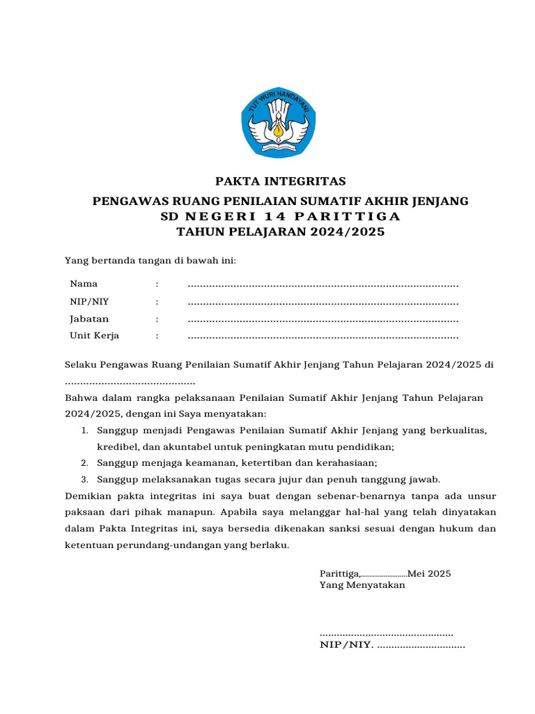 PAKTA INTEGRITAS (1) | PDF