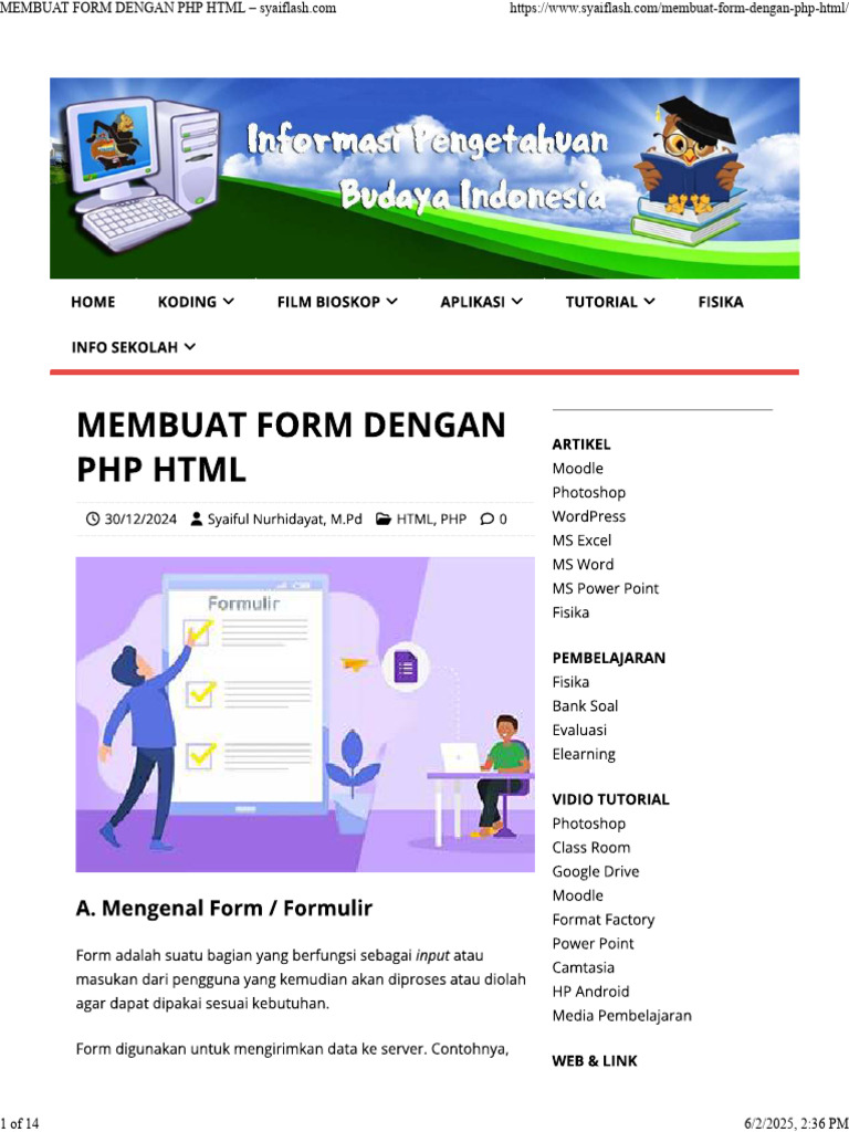 Membuat Form Dengan PHP HTML - Syaiflash | PDF