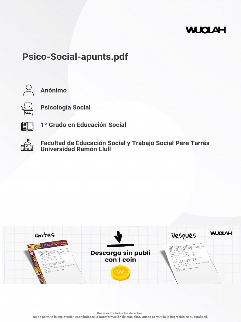 Wuolah Free Psico Social Apunts | PDF