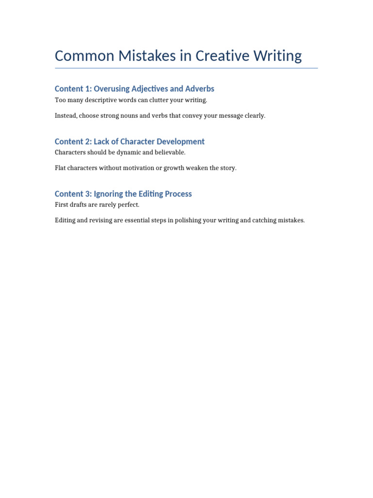 Common Mistakes in Creative Writing | PDF