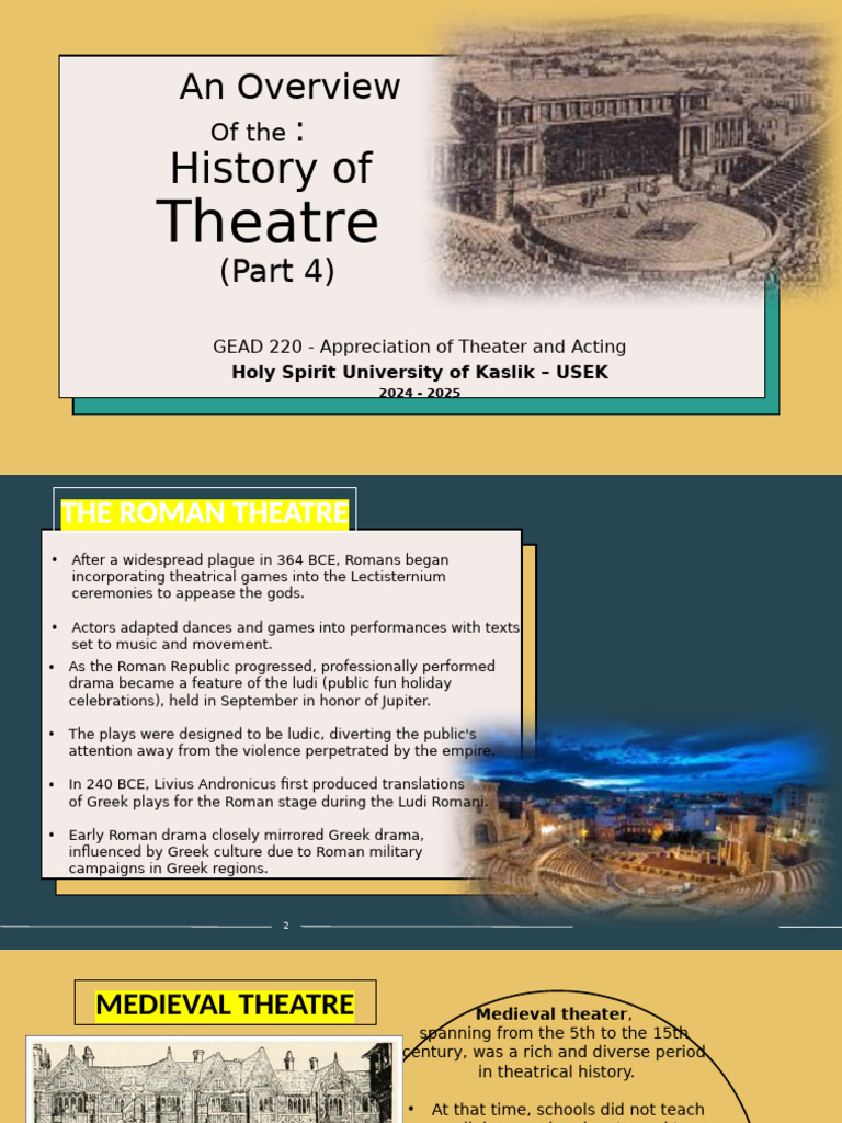 Overview - History of Theater - Part 4 | PDF | Play (Theatre) | Theatre