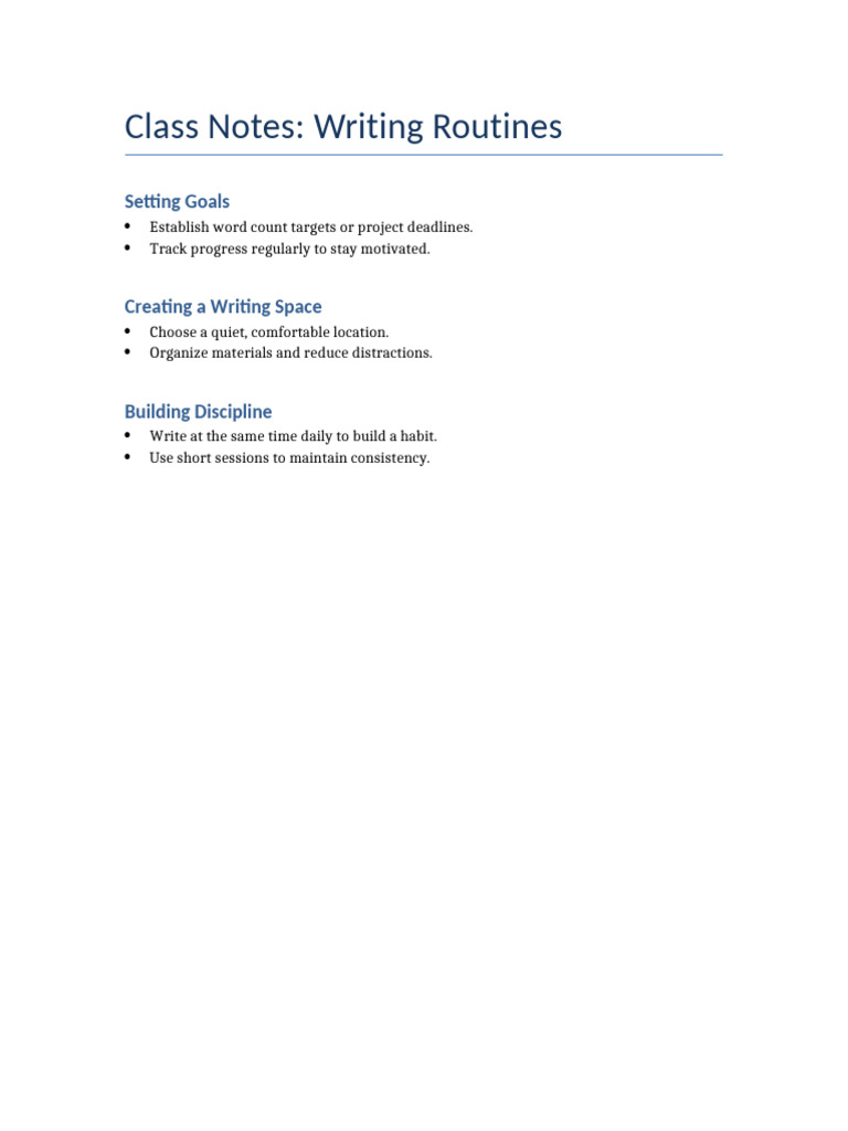Class Notes Writing Routines | PDF