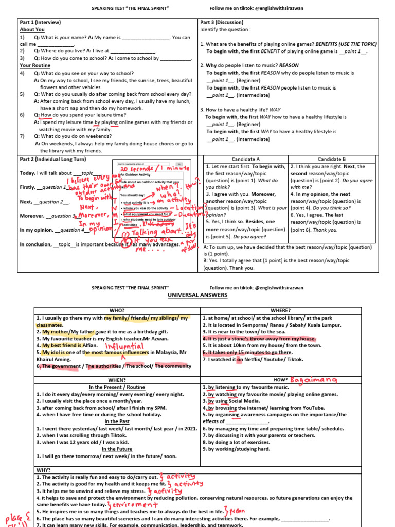 Template Speaking SPM 2024 3 | PDF | Communication
