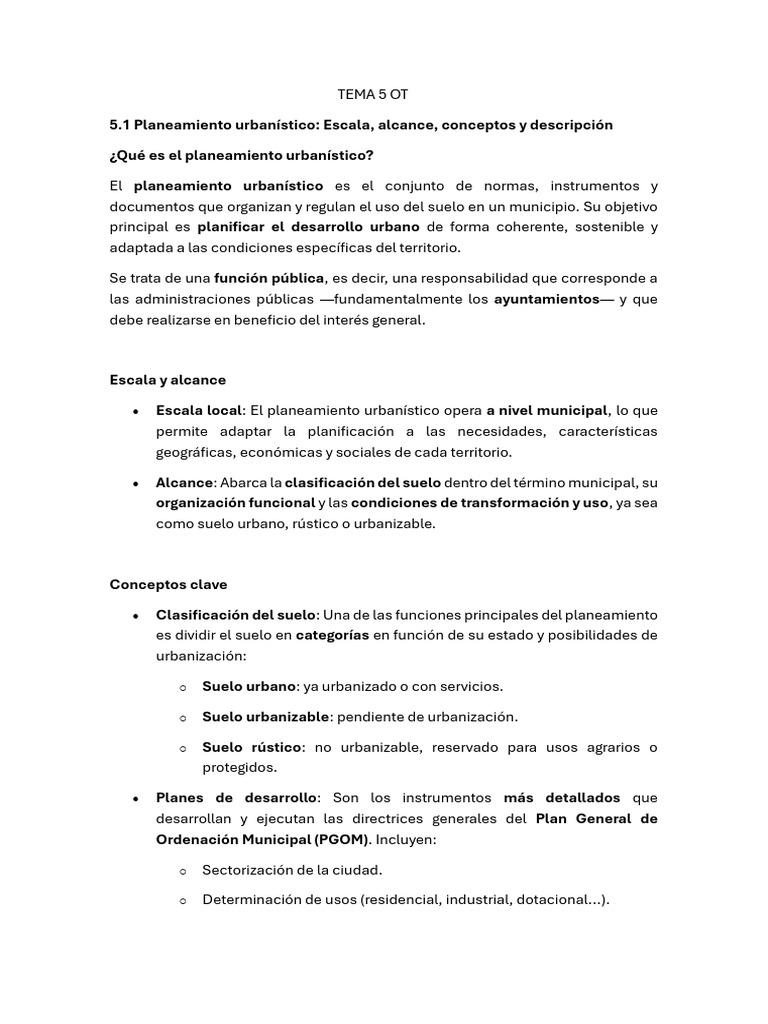 Tema 5 Ot Clau | PDF | Urbanismo | Área rural