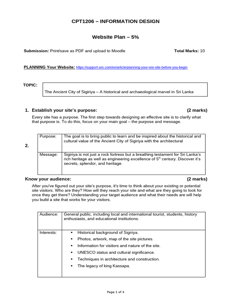 Website Plan for Sigiriya Heritage Site | PDF | Page Layout