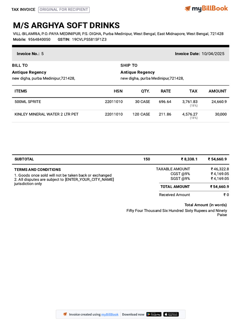 5-Sales Invoice-Antique Regency | PDF