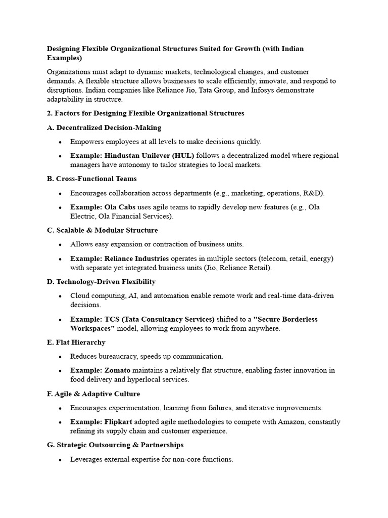 Designing Flexible Organizational Structures Suited For Growth | PDF ...