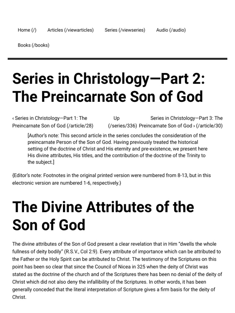 Series in Christology-Part 2: The Preincarnate Son of God - Walvoord ...