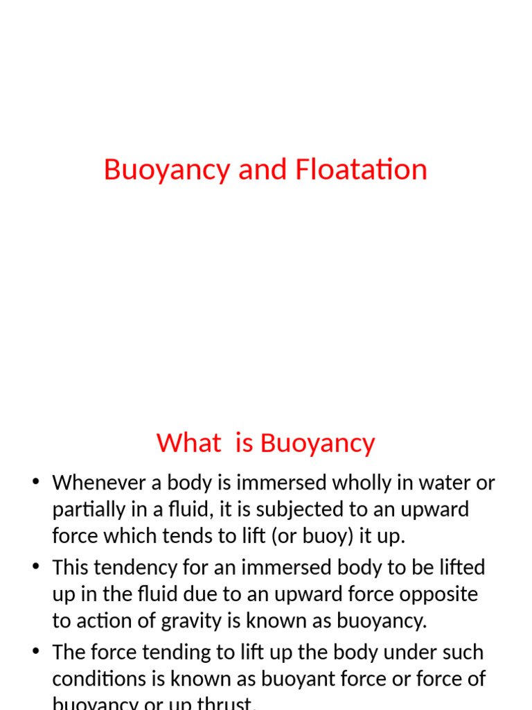 Buoyancy and Floatation (Autosaved) | PDF | Buoyancy | Quantity