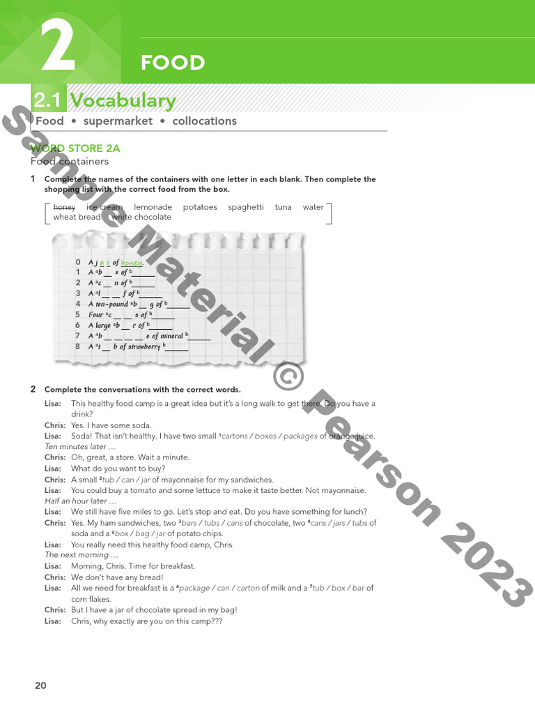 Focus AmE L1 U2 - Workbook | PDF | Pancake | Menu