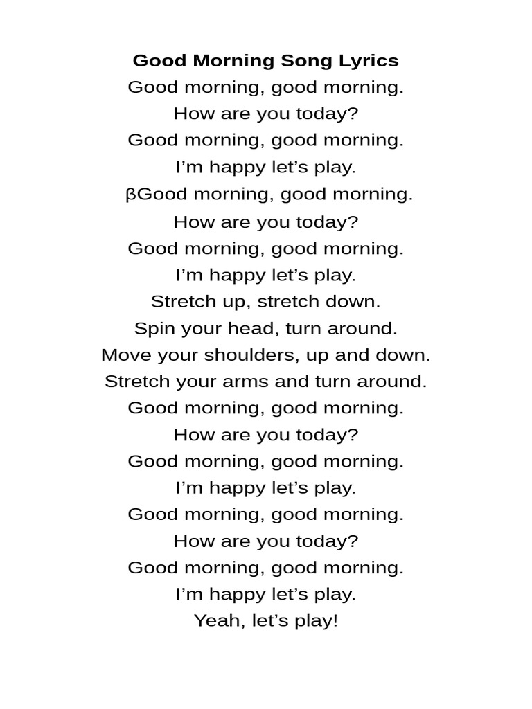 Good Morning Song Lyrics | PDF