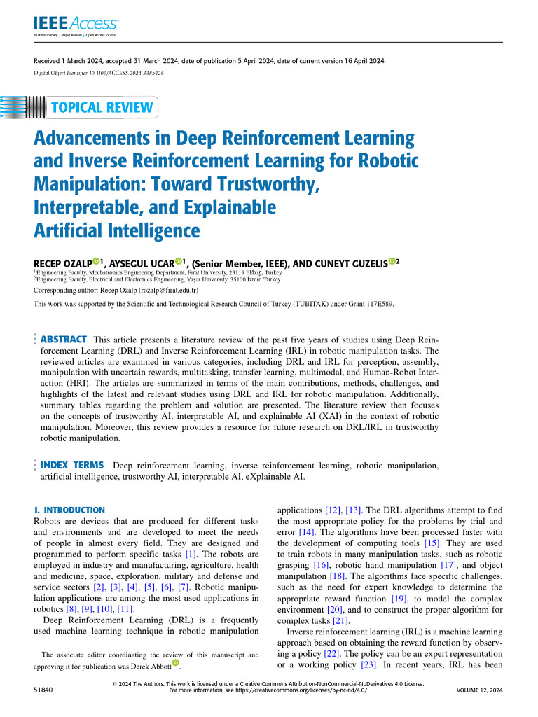 Advancements in Deep Reinforcement Learning and Inverse Reinforcement Learning For Robotic ...
