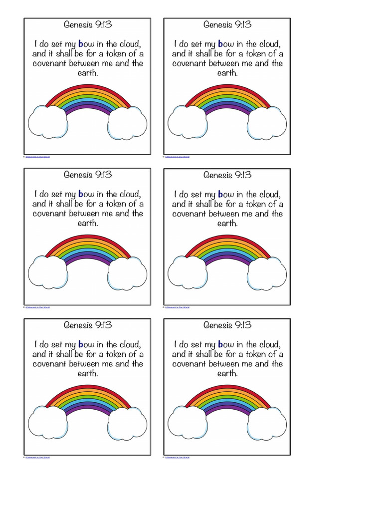 Genesis 9 13. Memory Verse Applicable For Noah's Ark Story | PDF