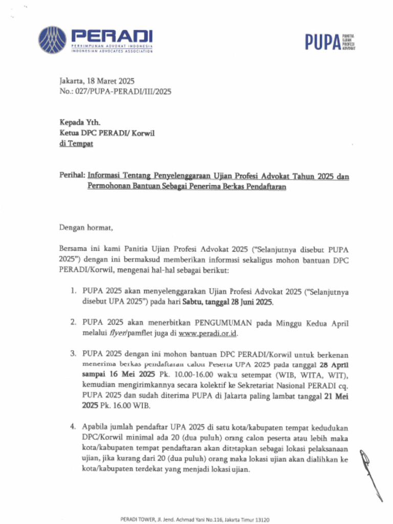 Pendaftaran UPA 2025 untuk Peserta | PDF