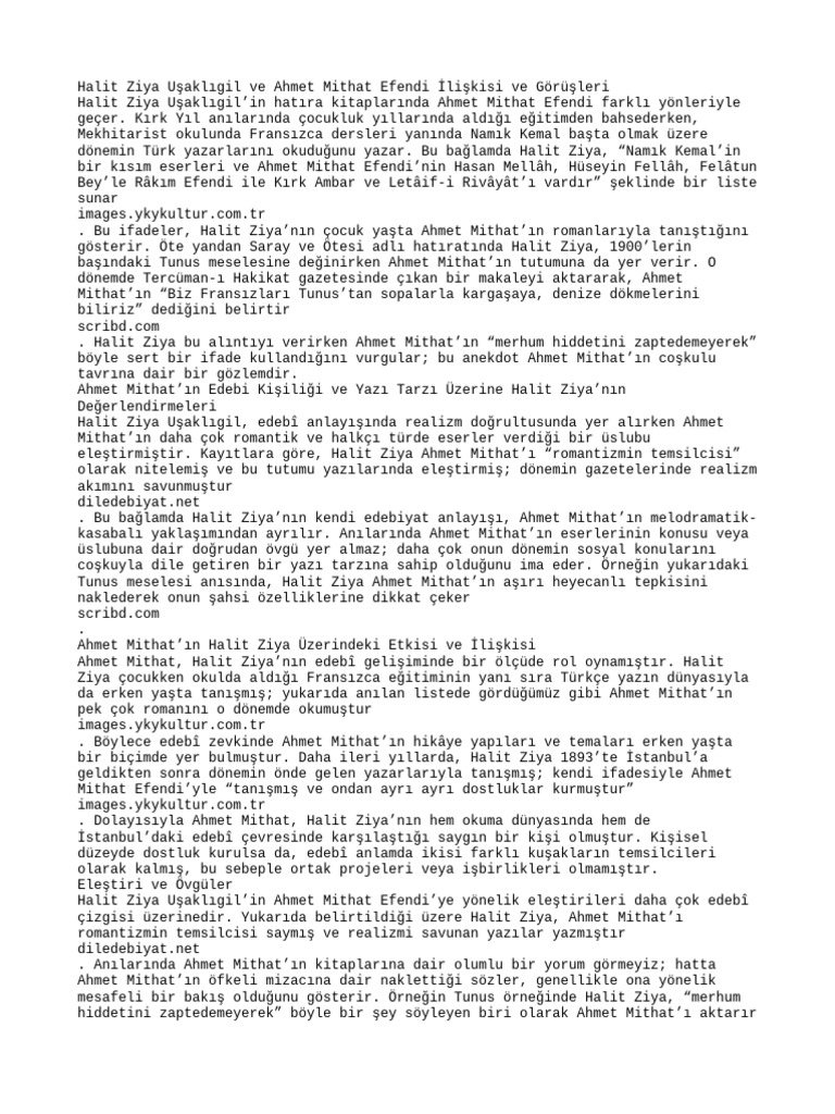 Halit Ziya Uşaklıgil Ve Ahmet Mitha | PDF