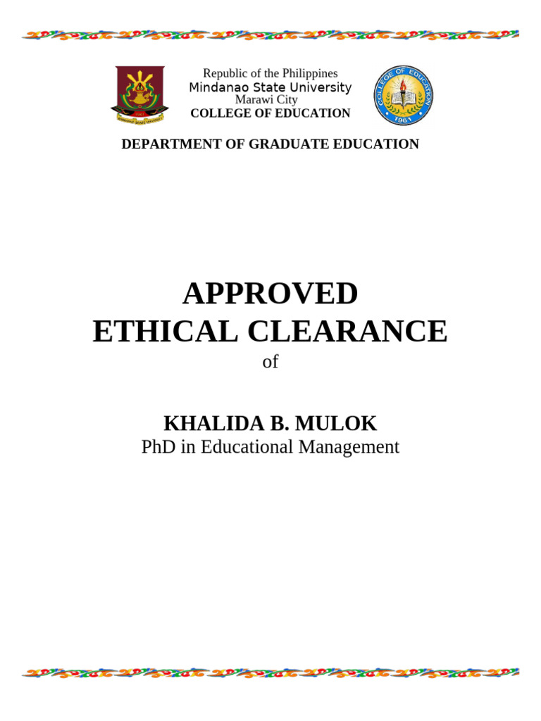 Mulok Cover Page Ethical Clearance | PDF