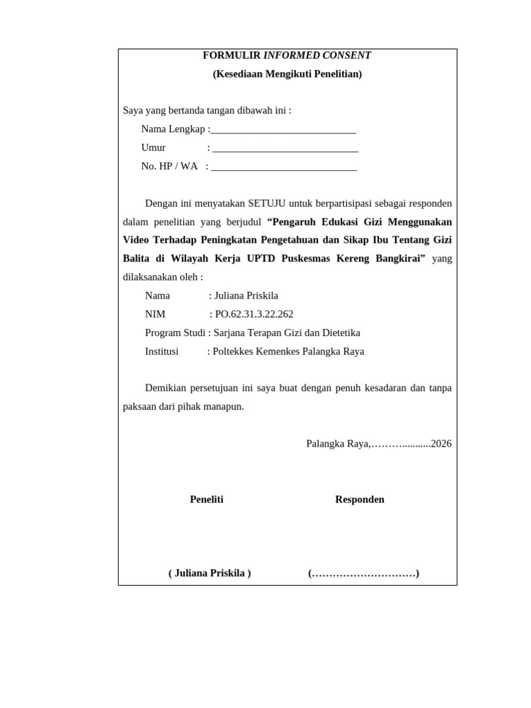 Formulir Informed Consent | PDF