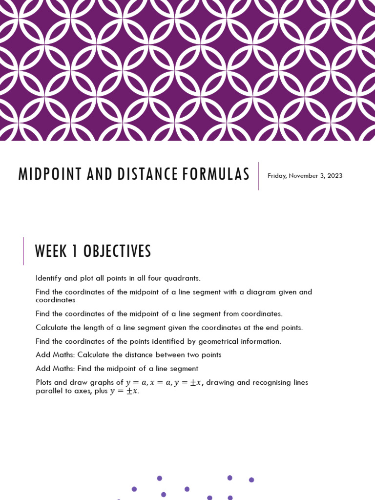 Midpoint and Distance Formulas Guide | PDF | Line (Geometry ...