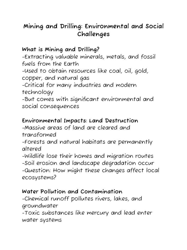 Mining and Drilling - Environmental and Social Challenges | PDF
