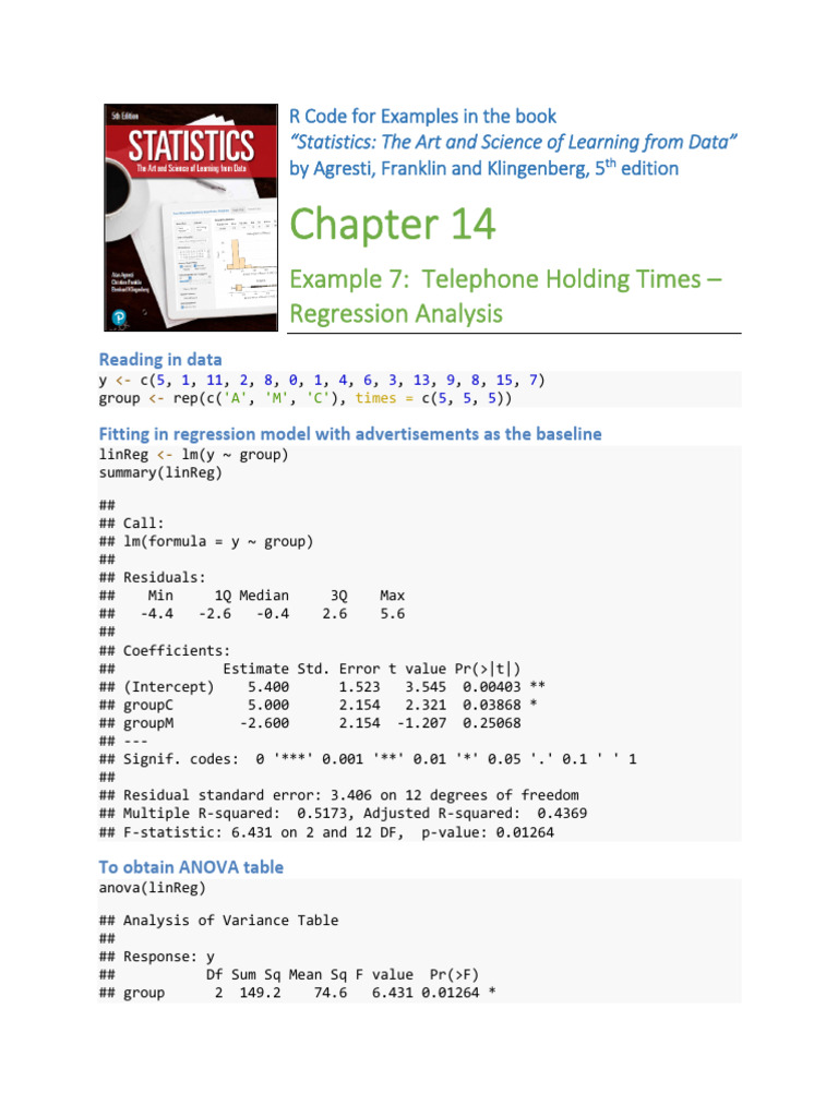 CHP 14 Example 7 Regression-Analysis | PDF | Errors And Residuals ...