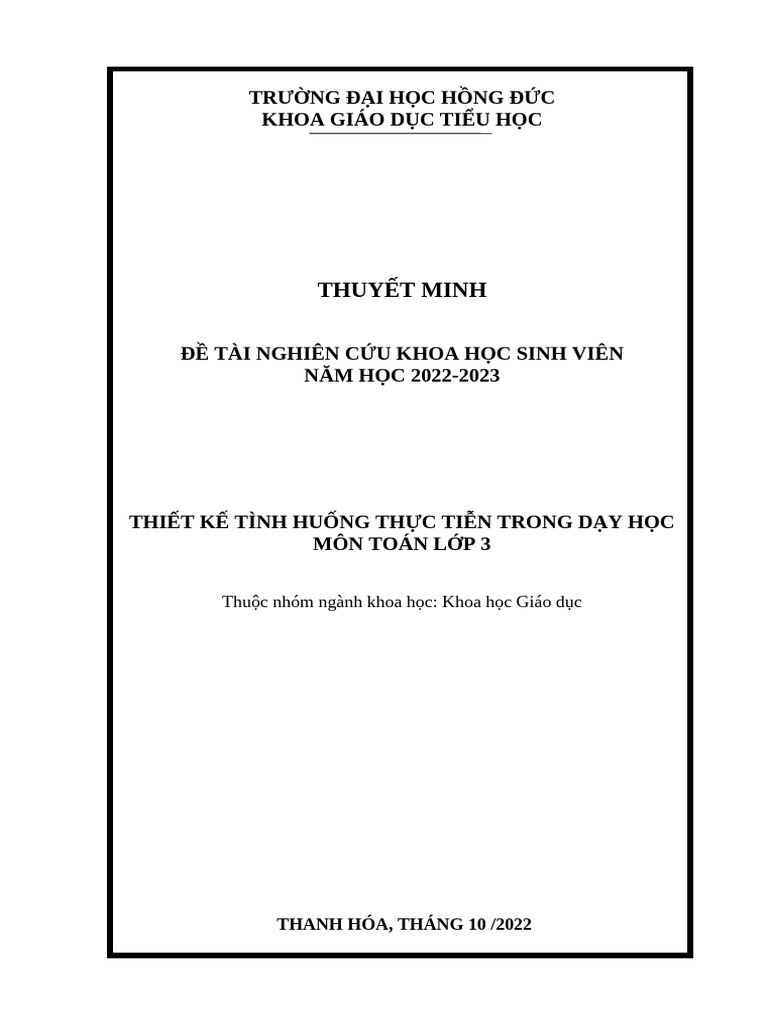Thu 23F Thuyết Minh Đề Tài NCKH | PDF