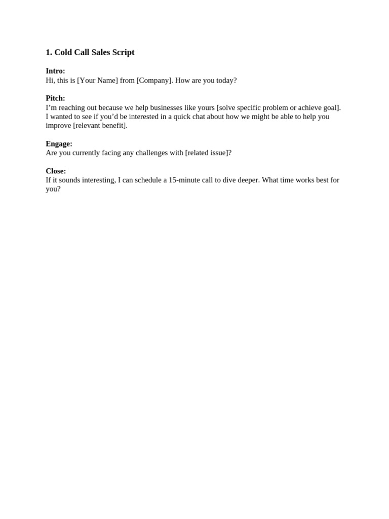 Cold Call Sales Script | PDF