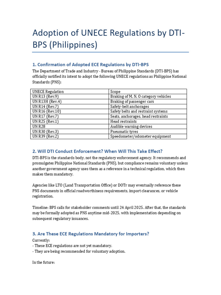 DTI ECE Regulations Briefing | PDF | Seat Belt | Vehicles