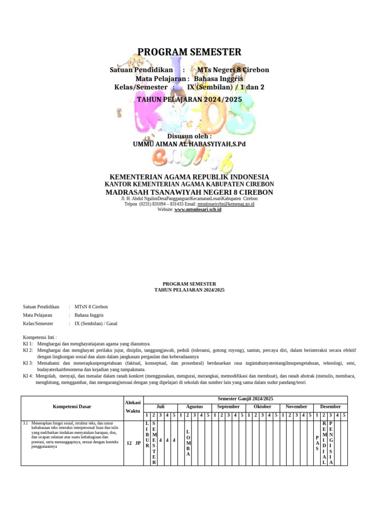 Prosem English 9 Sulis Edisi Revisi 2021 | PDF
