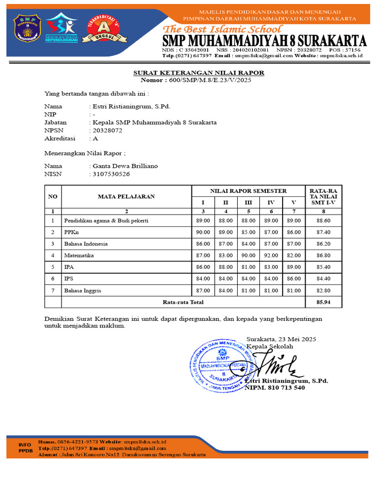 9 SCP 3 Suket Nilai Raport 1-5 | PDF