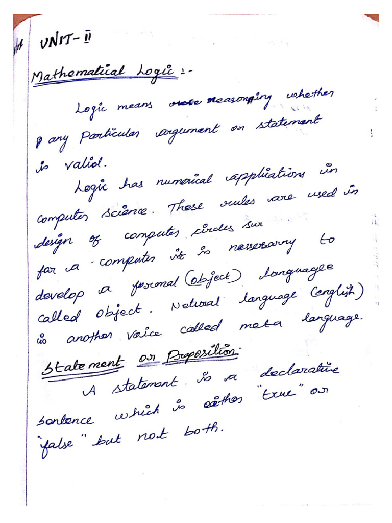 Unit - II Mathematical Logic | PDF
