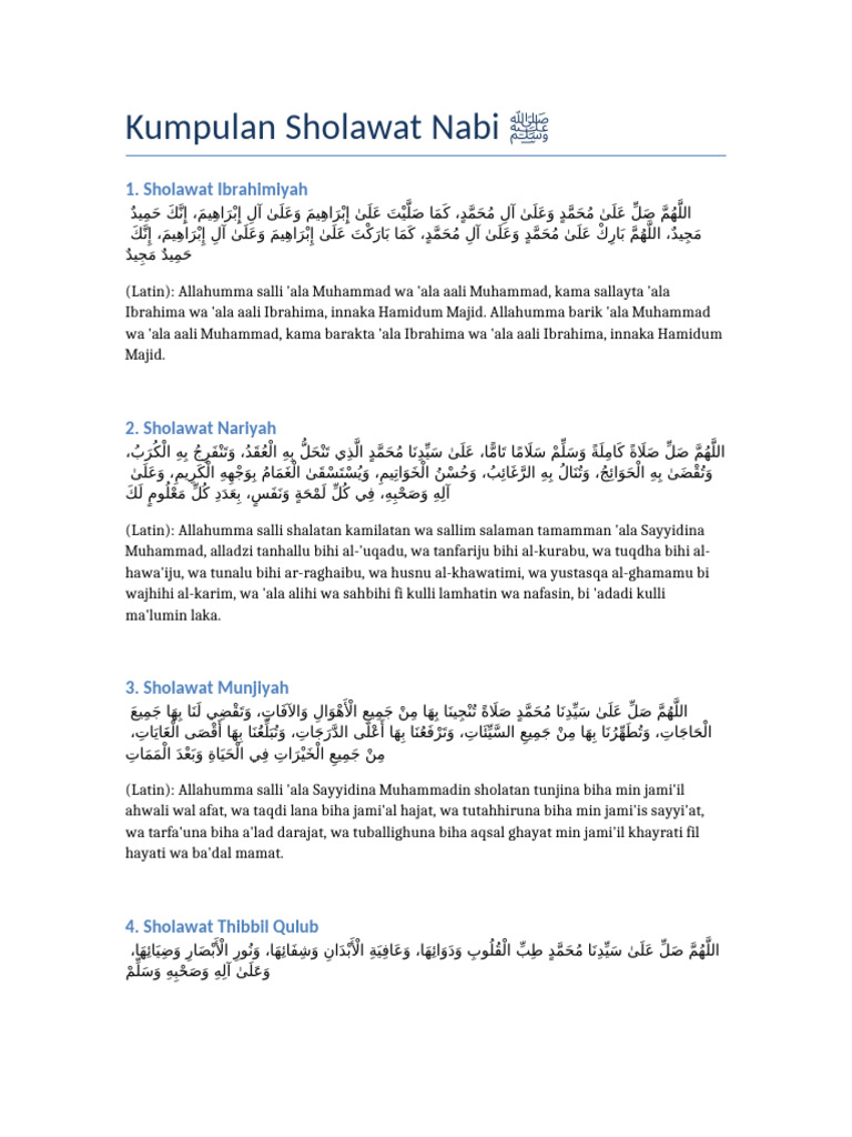 Kumpulan Sholawat Nabi LebihLengkap | PDF