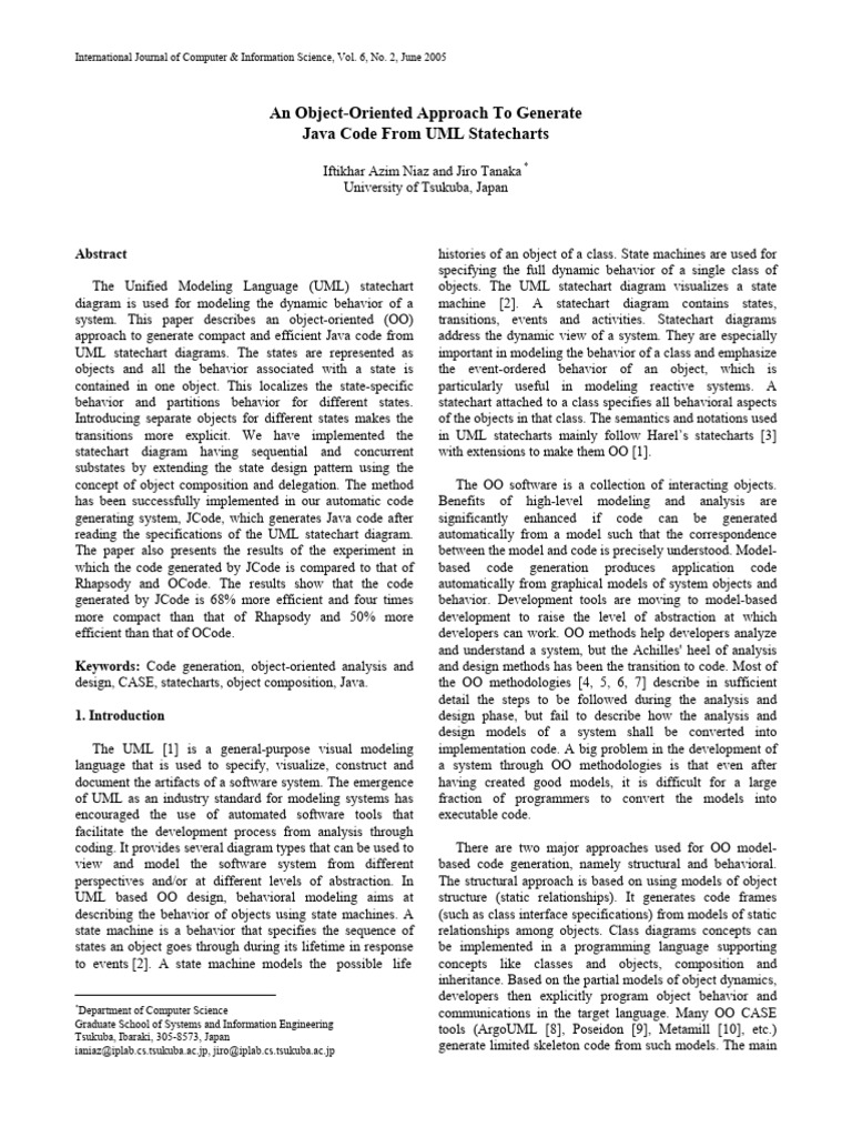 Object-Oriented Approach To Generate Jav | PDF | Class (Computer Programming) | Method (Computer ...